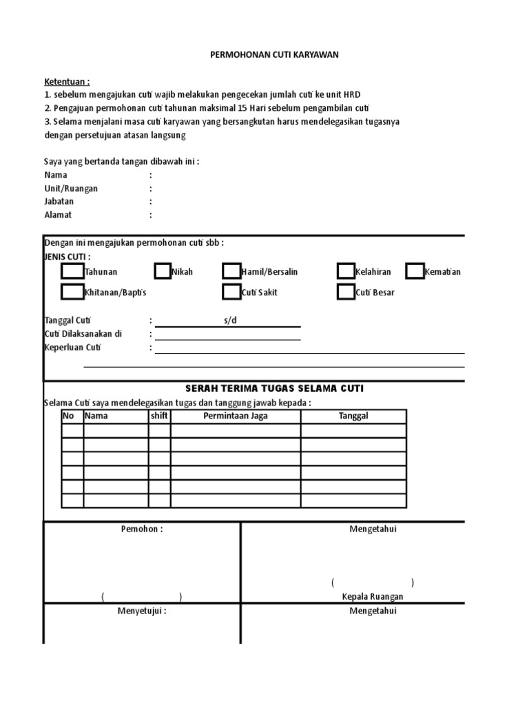 Form Pengajuan Cuti | PDF