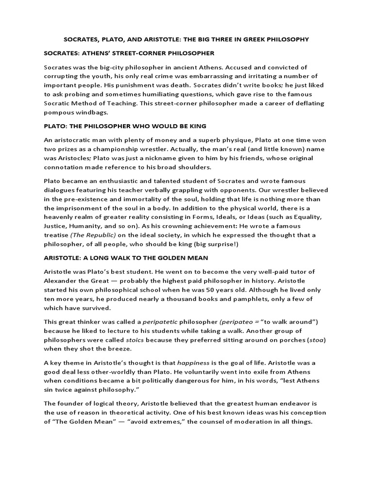 Socrates, Plato, and Aristotle: The Big Three in Greek Philosophy ...