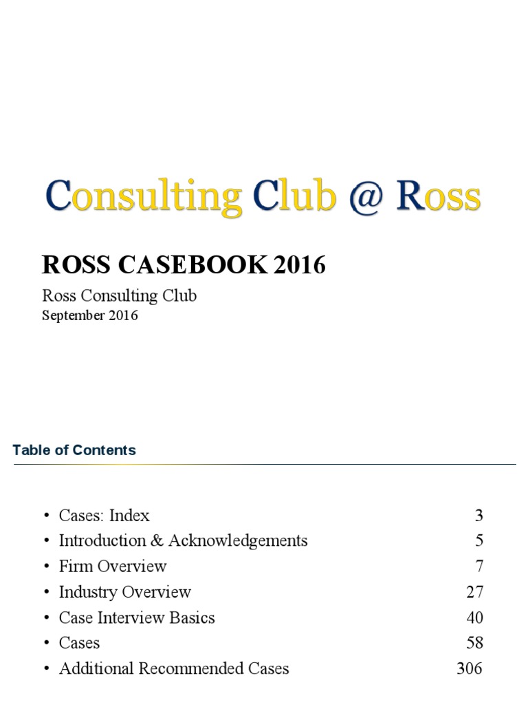 Ross Case Book 2016 | Download Free PDF | Consultant | Strategic Management