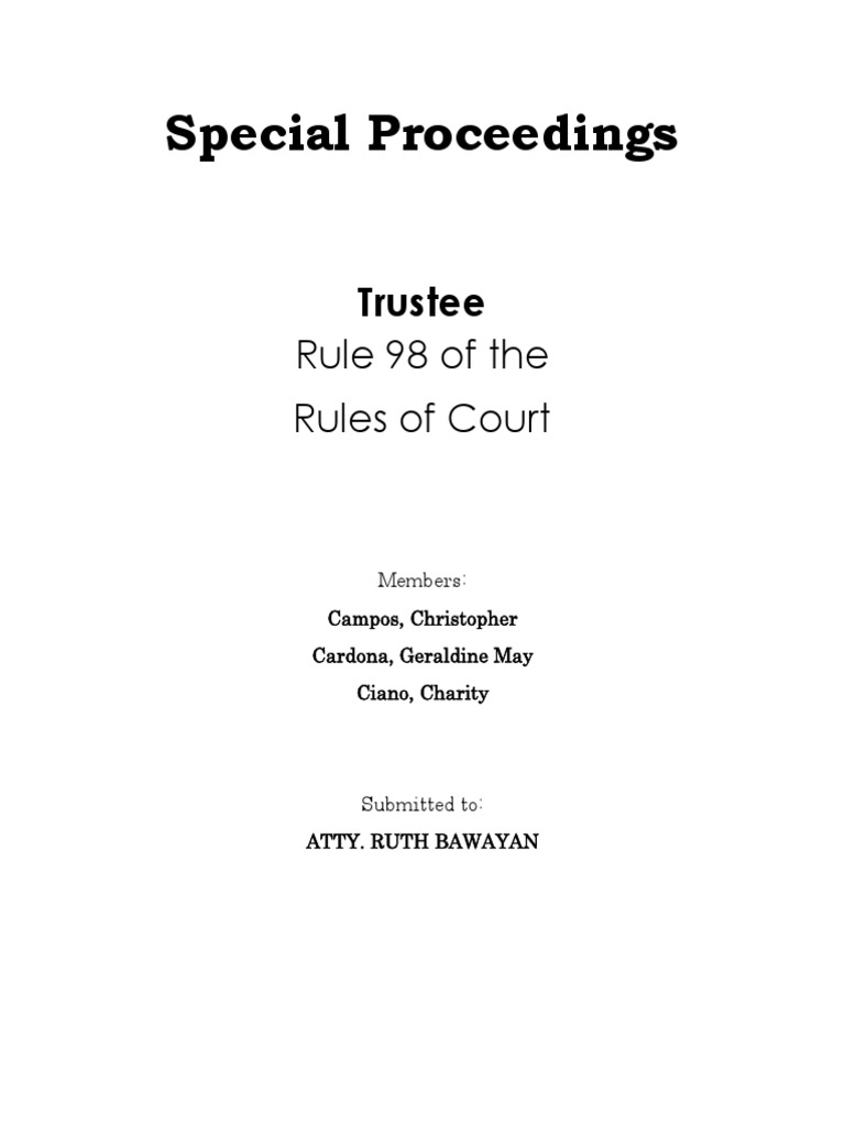 Spec. Pro. Report | PDF | Trust Law | Trustee