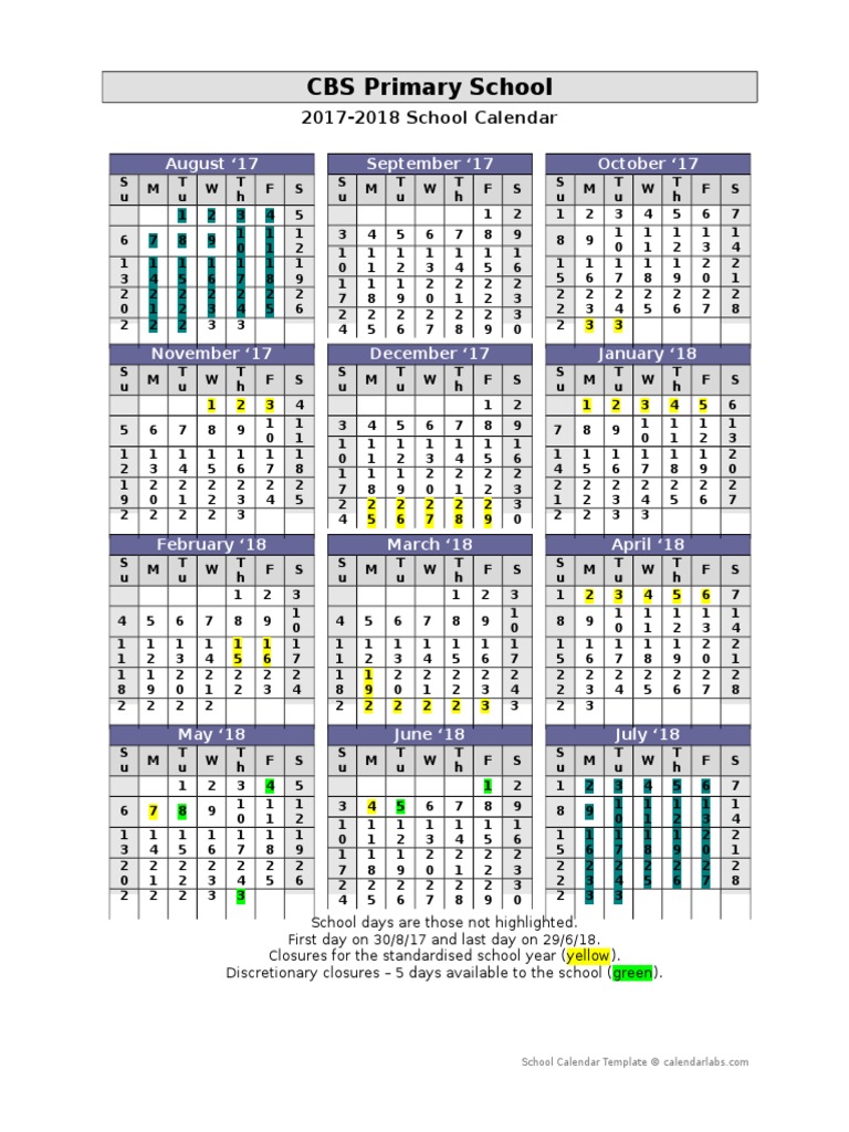 2017 18 Calendar | PDF
