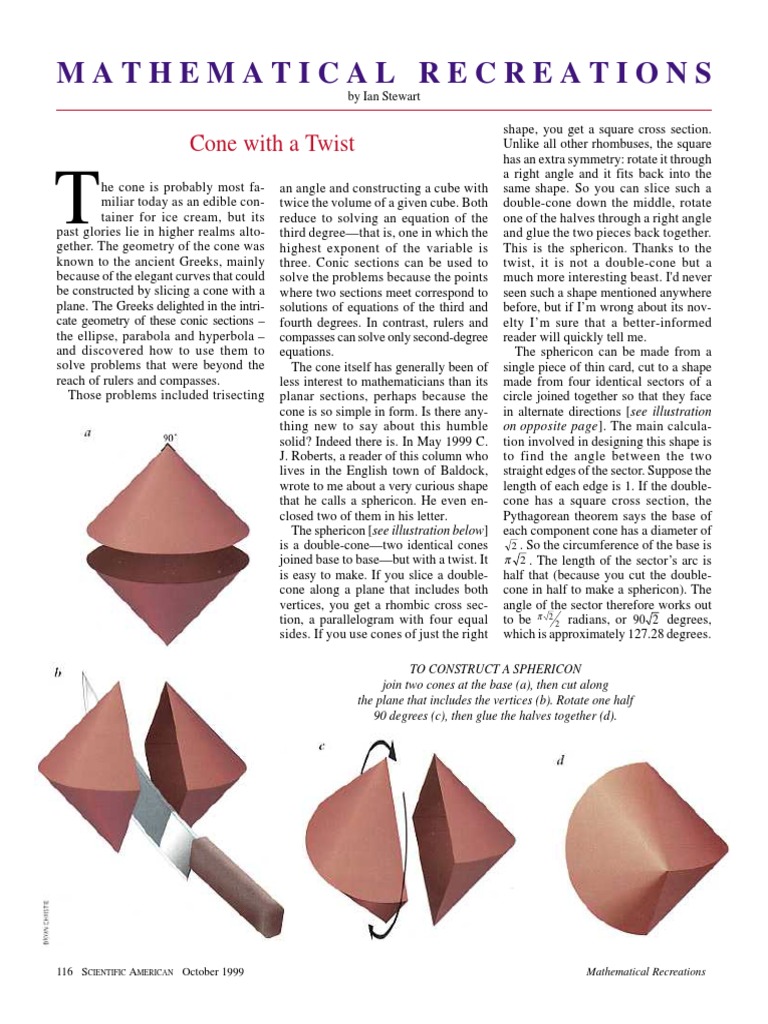 Mathematical Recreations: The Curious Sphericon Shape | PDF | Equations ...