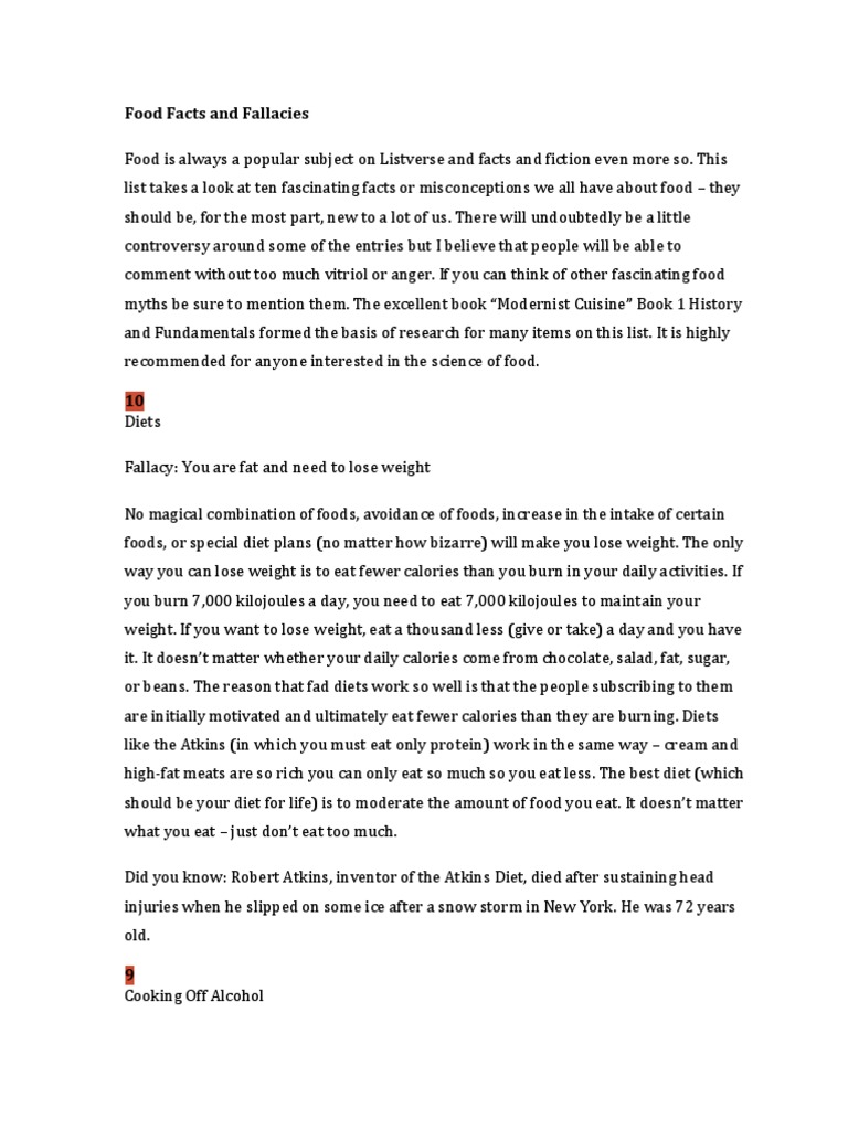 Food Facts and Fallacies | PDF | Saturated Fat | Diet & Nutrition