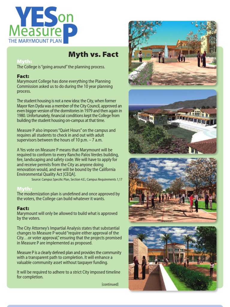 Measure P Myth Vs Fact | PDF | Dormitory | Government