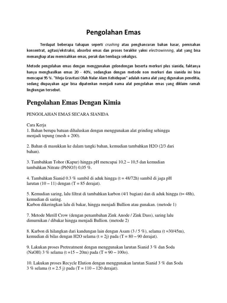 Pengolahan Emas | PDF