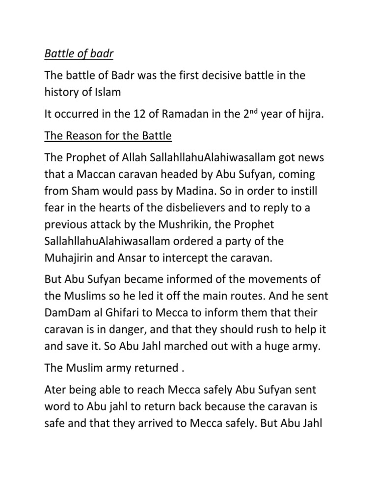 Battle of Badr | Download Free PDF | Monotheistic Religions | Life Of ...