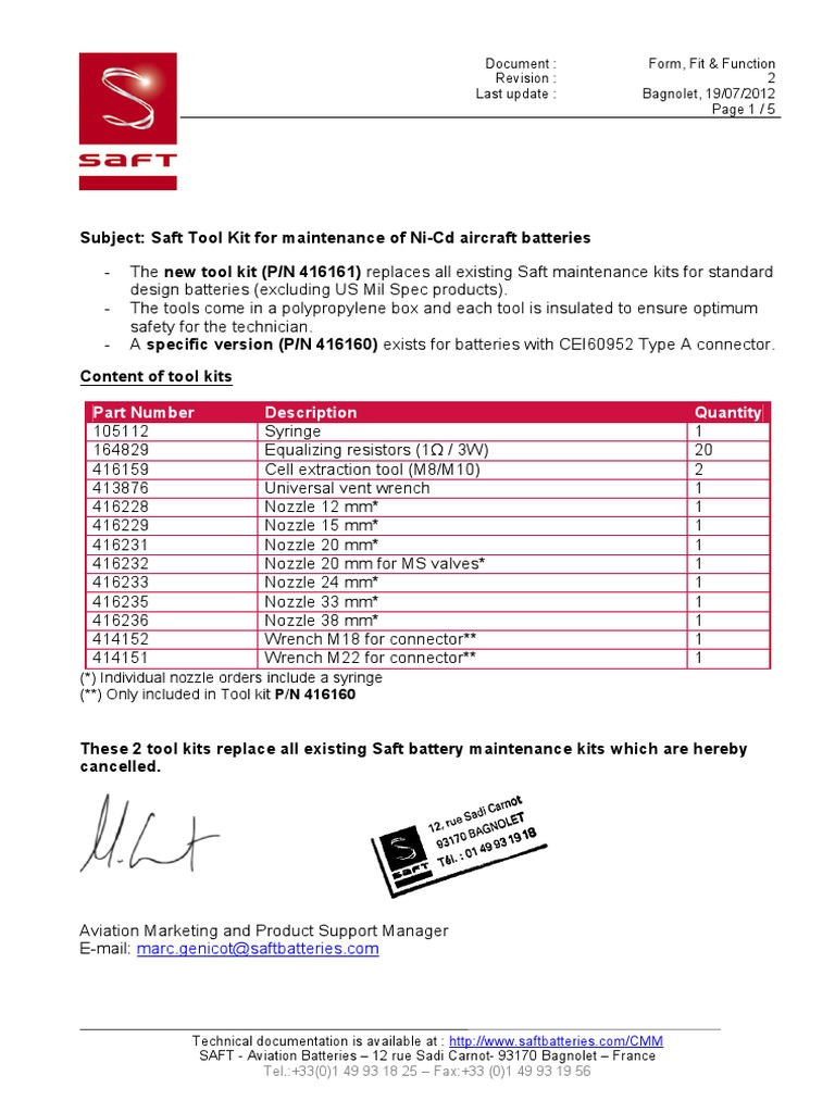 Saft Tool Kit | PDF