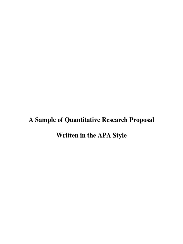 Quantitative Research Proposal Example | PDF | Quality Of Life ...