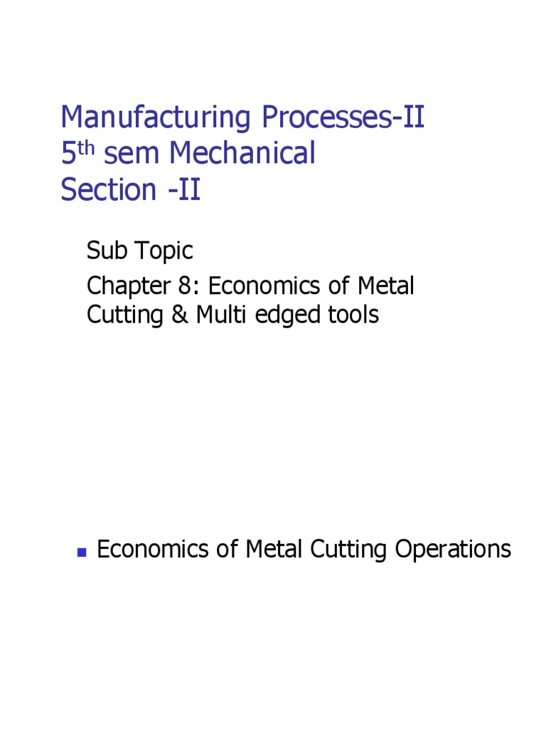 Economics of Metal Cutting Operations | PDF | Mathematical Optimization ...