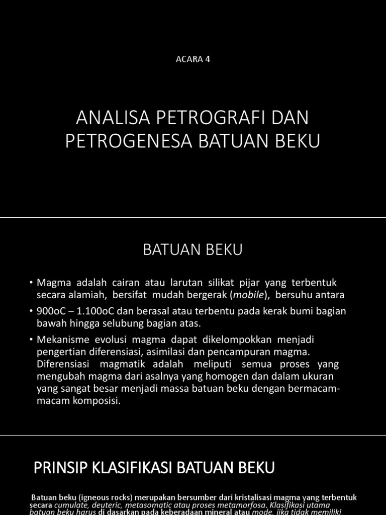 Petrography and Petrogenesis of Igneous Rocks (40 | PDF