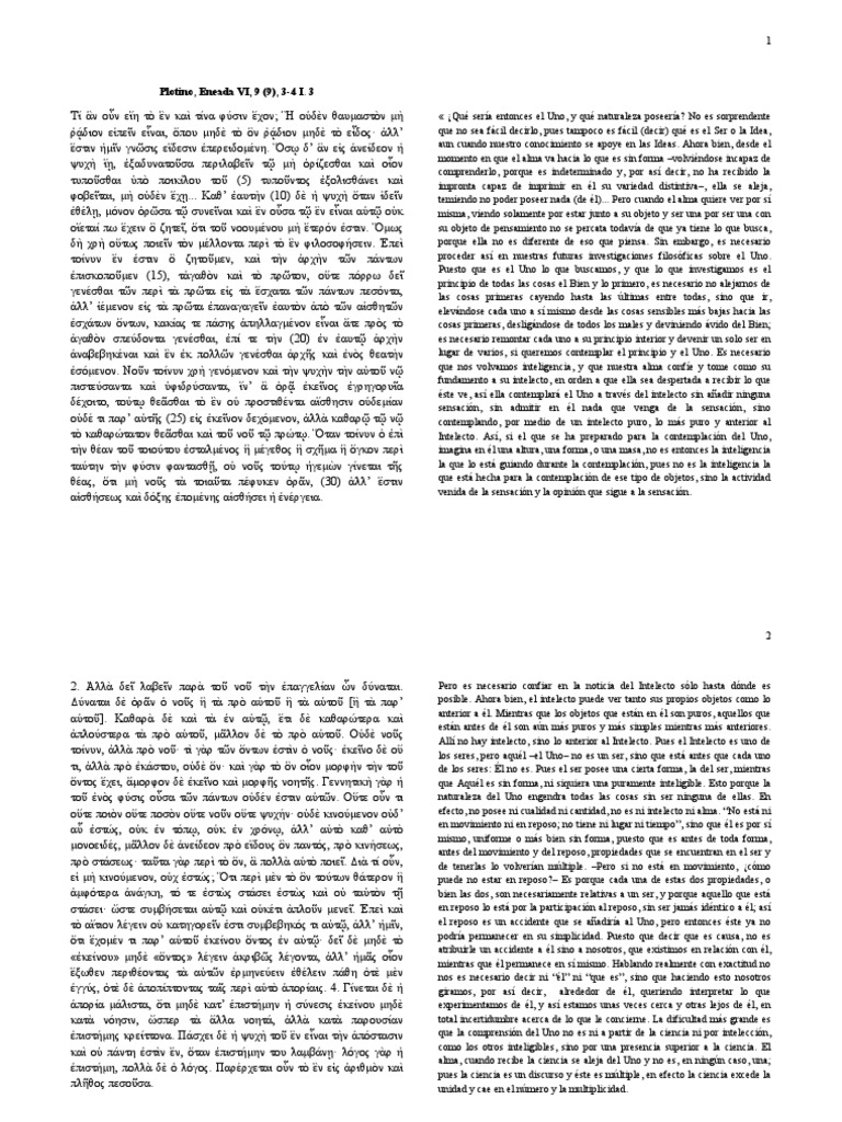 Plotino Eneada V y VI PDF | PDF