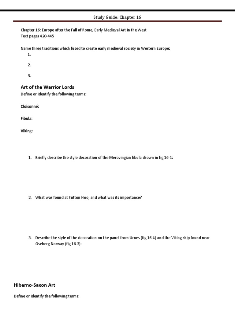 Art of The Warrior Lords: Study Guide: Chapter 16 | PDF | Middle Ages ...