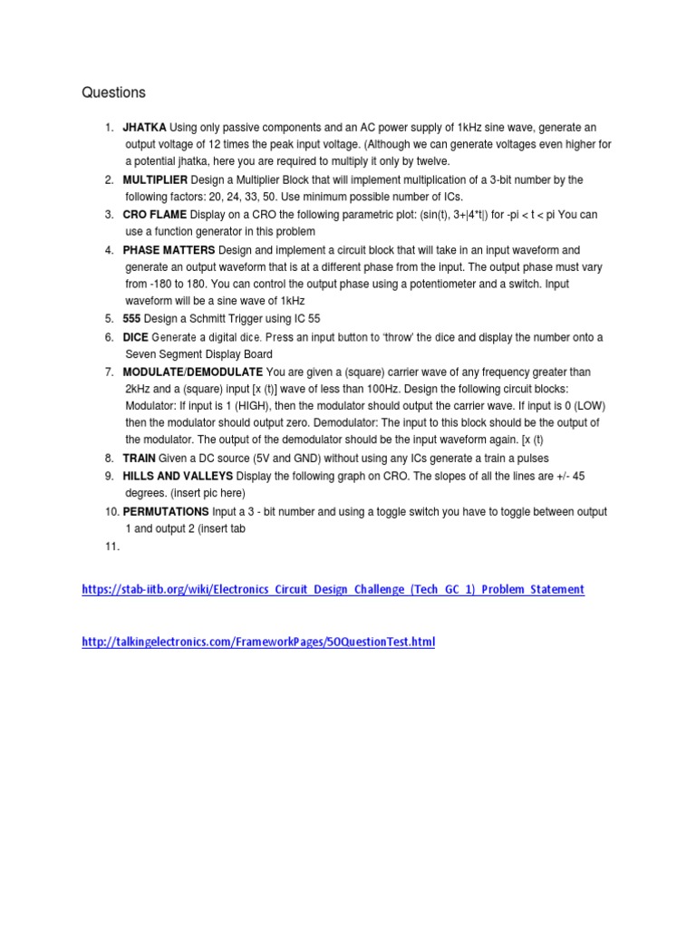 Questions | PDF | Series And Parallel Circuits | Resistor