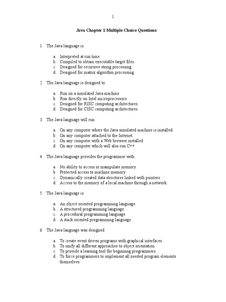 Java Chapter 1 Questions Pdf Method Computer Programming C Programming Language