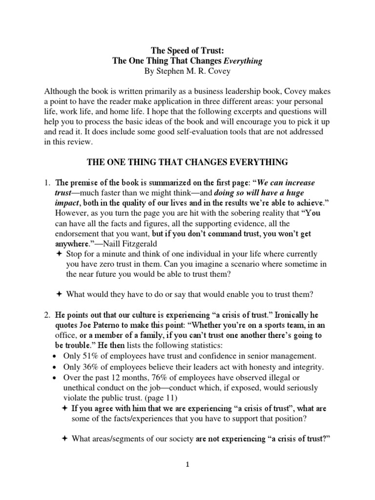 The Speed of Trust | PDF | Trust (Emotion) | Motivation