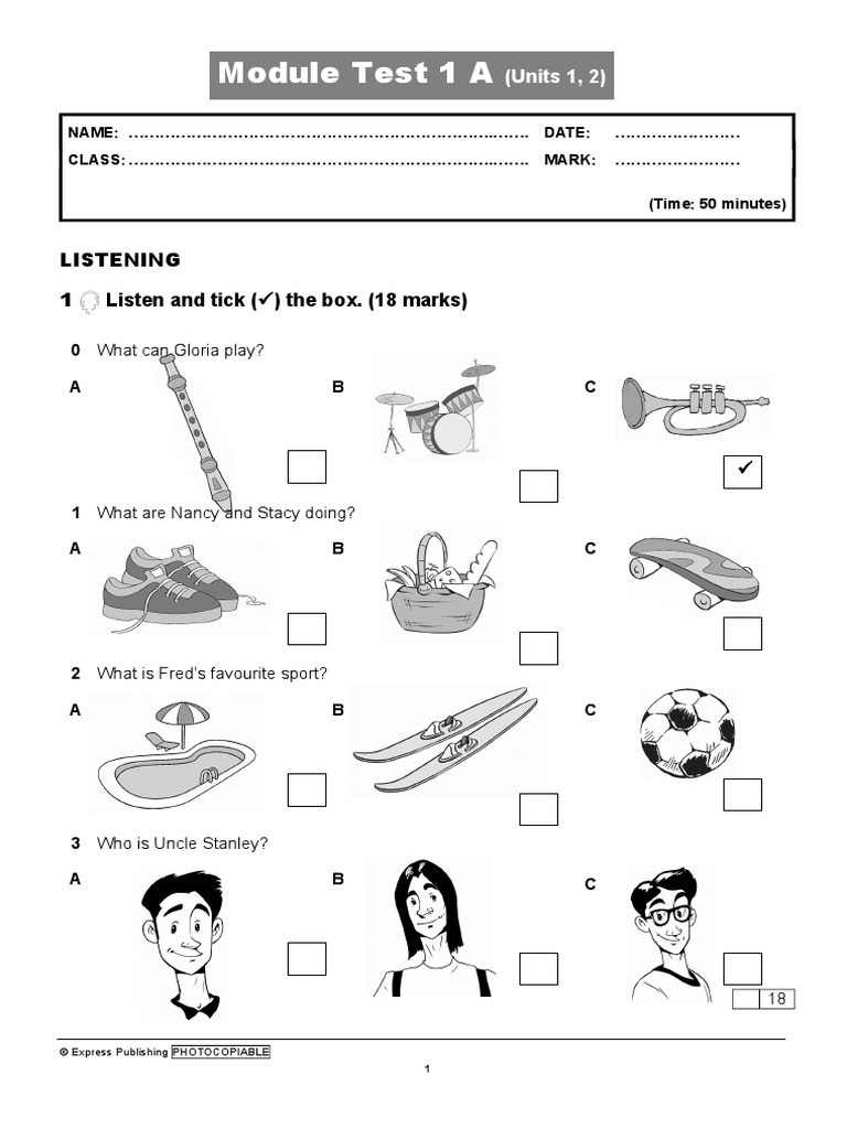 Smileys 4 Mod Test 1A | PDF