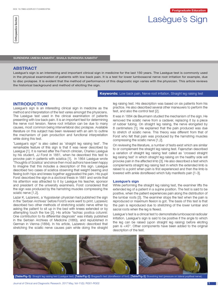 Lasegue Sign 2017 | Vertebra | Back Pain