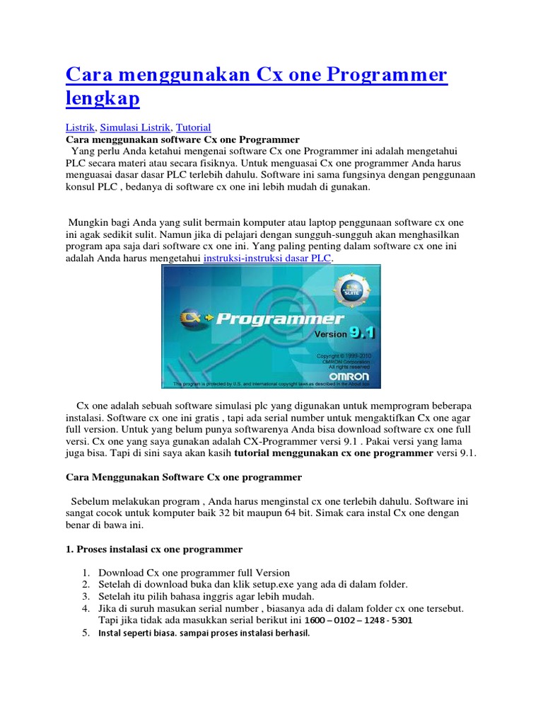 Cara Menggunakan CX One Programmer Lengkap | PDF