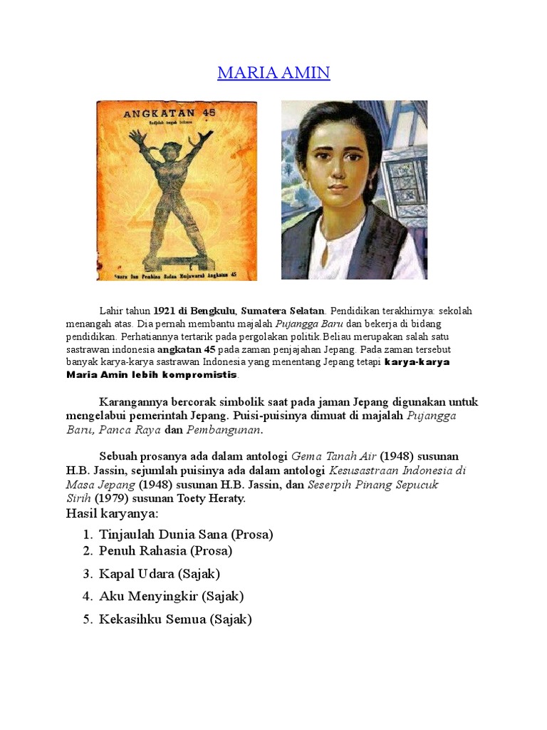 Karya-Karya Puisi Maria Amin | PDF