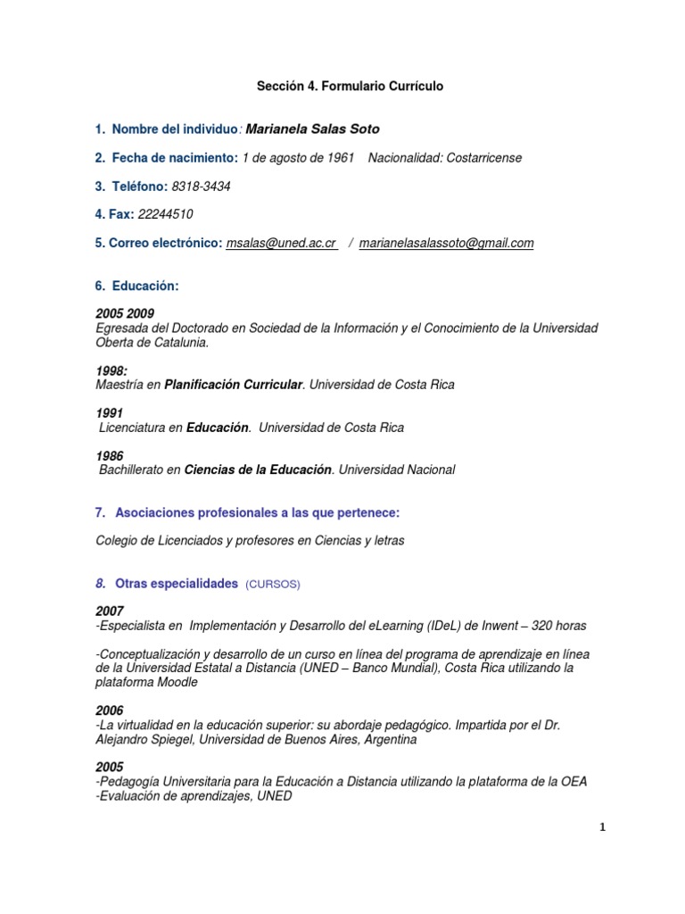 Resumen Curriculum Vitae | PDF | Teoría de la educación | Cambio