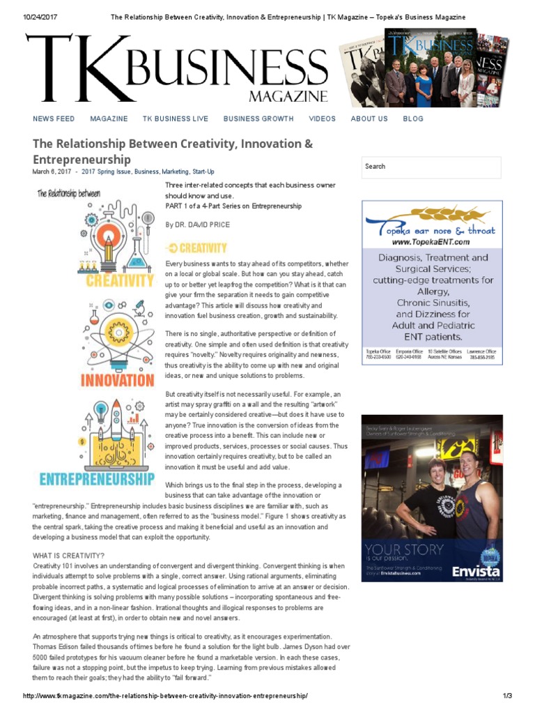 The Relationship Between Creativity, Innovation & Entrepreneurship ...