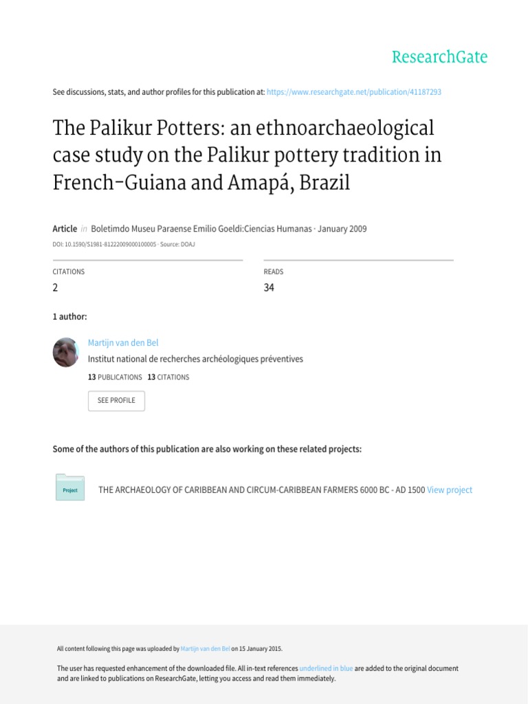 The Palikur Potters: An Ethnoarchaeological Case Study on the Palikur ...