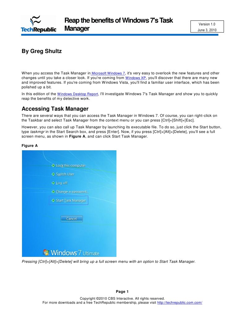 Windows7 Task Manager | PDF | Operating System Technology | Microsoft ...