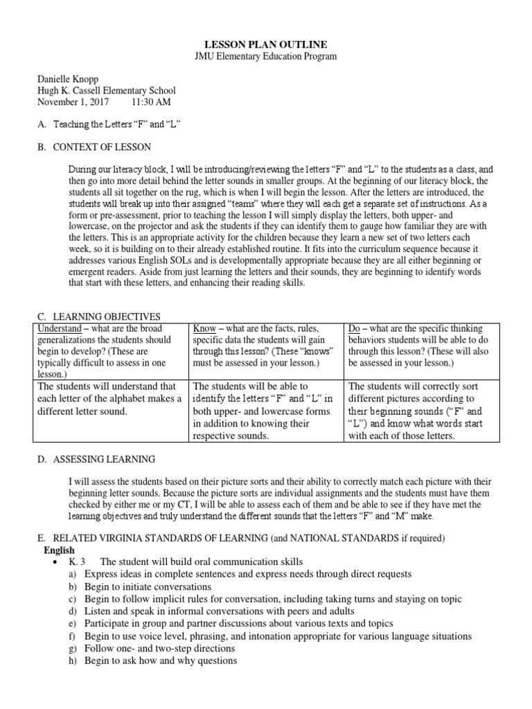 Whole Group Lesson Plan | PDF | Syllable | Consonant