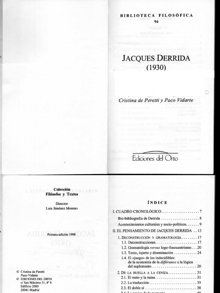 Jaques Derrida 1930 | PDF | Movimientos filosóficos
