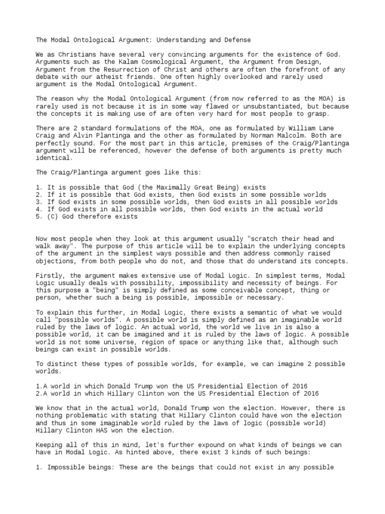 Modal Ontological Argument: Understanding and Defense | Download Free ...