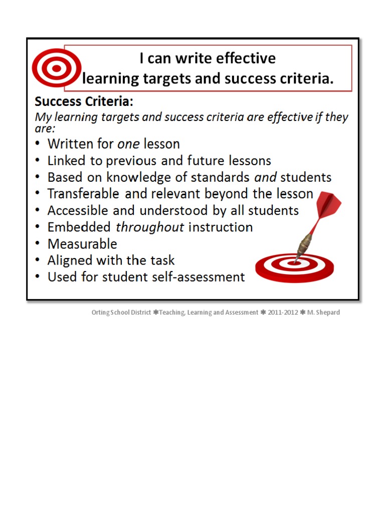 Effective Learning Targets and Success Criteria | PDF