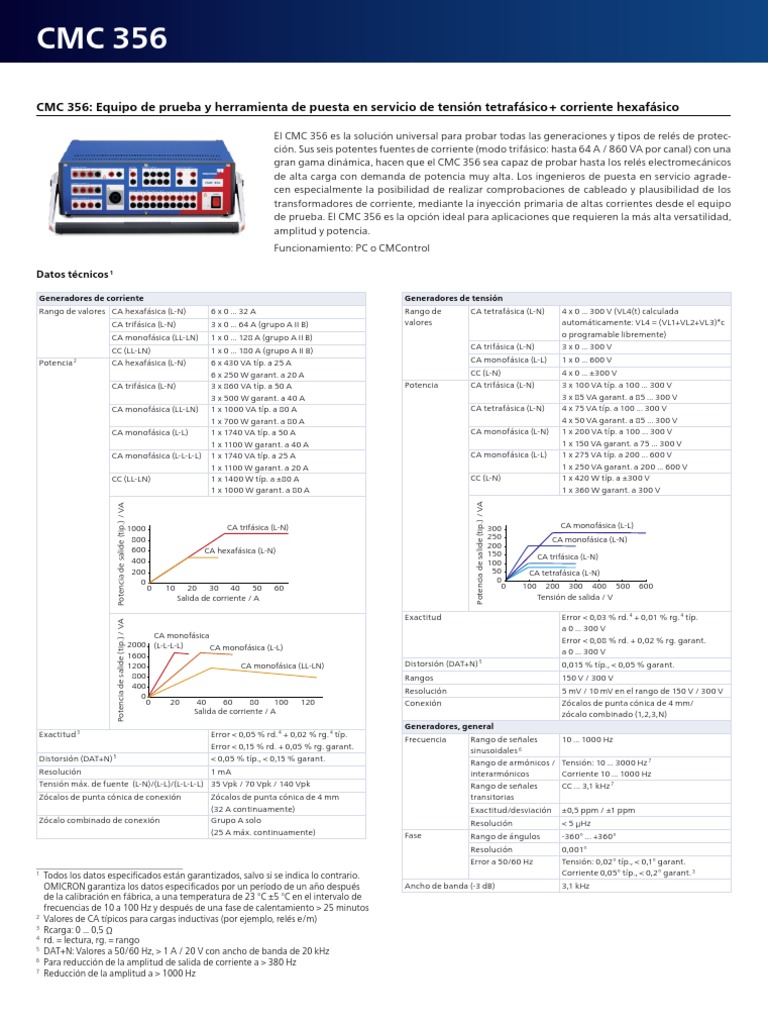 Datasheet Omicron Cmc-356 | PDF | Relé | Ingenieria Eléctrica