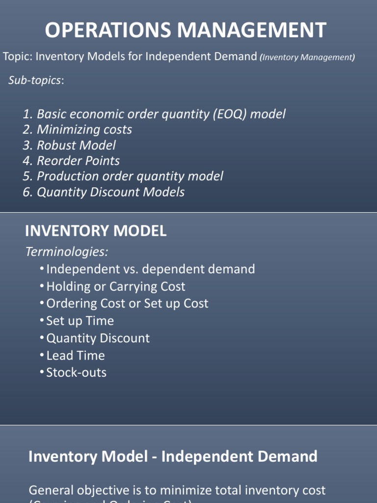 OPERATIONS MANAGEMENT-Inventory Models For Independent Demand | PDF ...