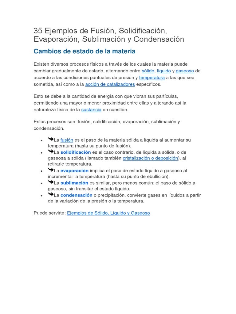 35 Ejemplos de Fusión | PDF | Congelación | Agua