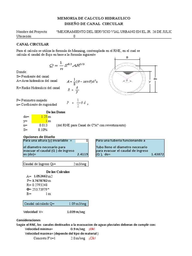 Diseño de Canal Rectangular - JR. 28 de FEBRERO | PDF | Hidrología ...