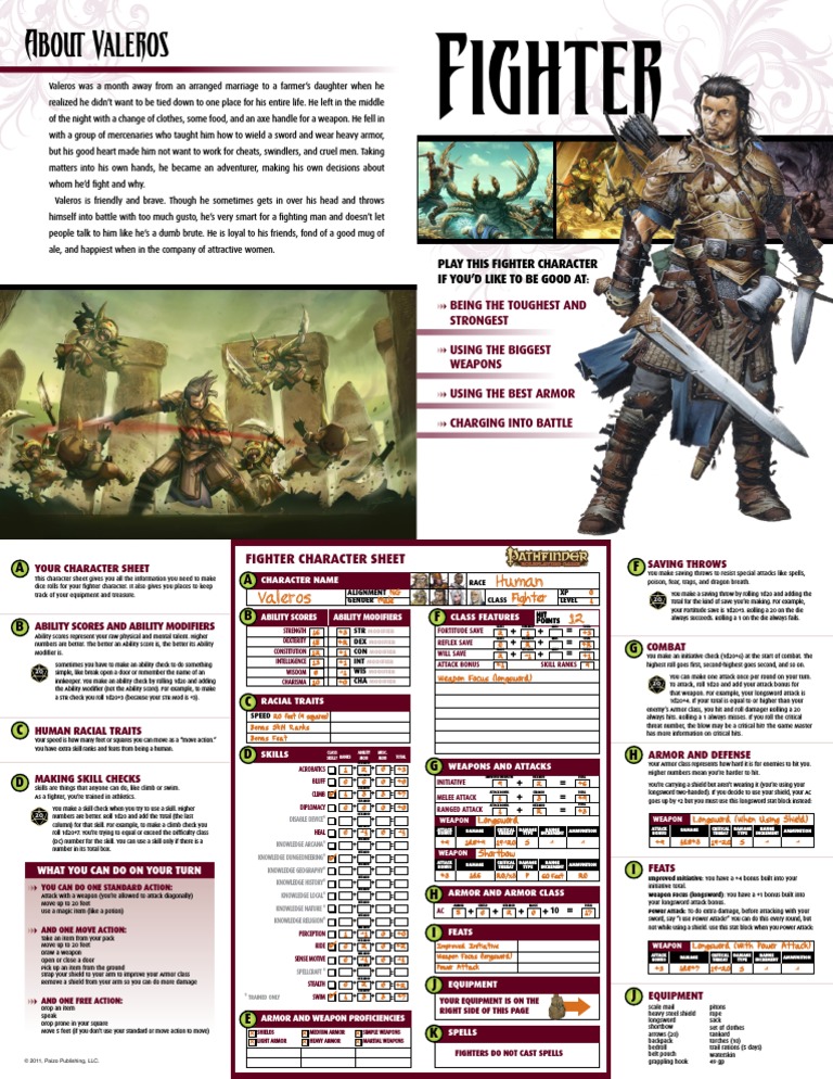 Pathfinder Beginner Box Character Sheet