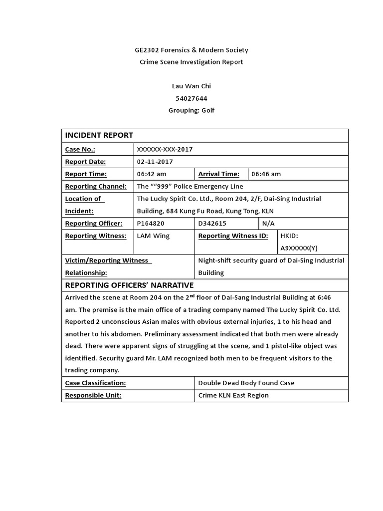 Crime Scene Investigation Report | PDF | Autopsy | Forensic Science