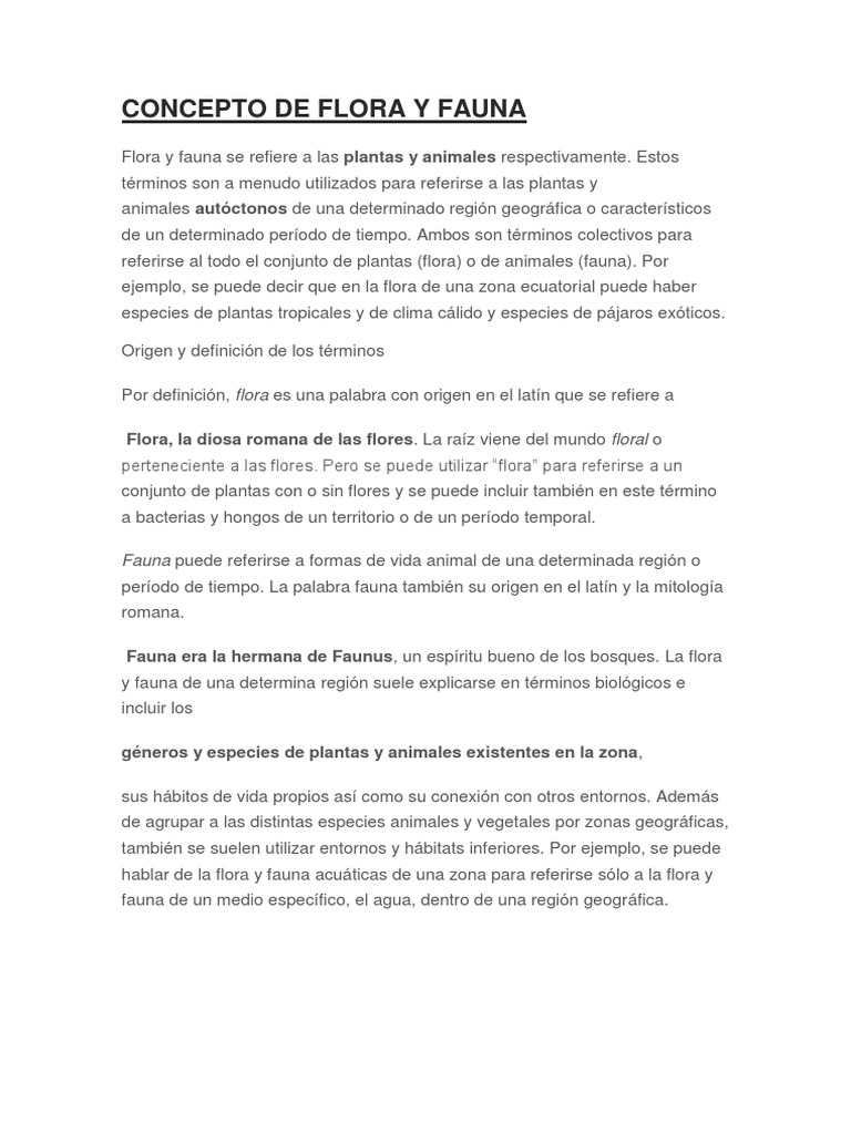 Definición de Flora y Fauna | PDF | Flora | Especies