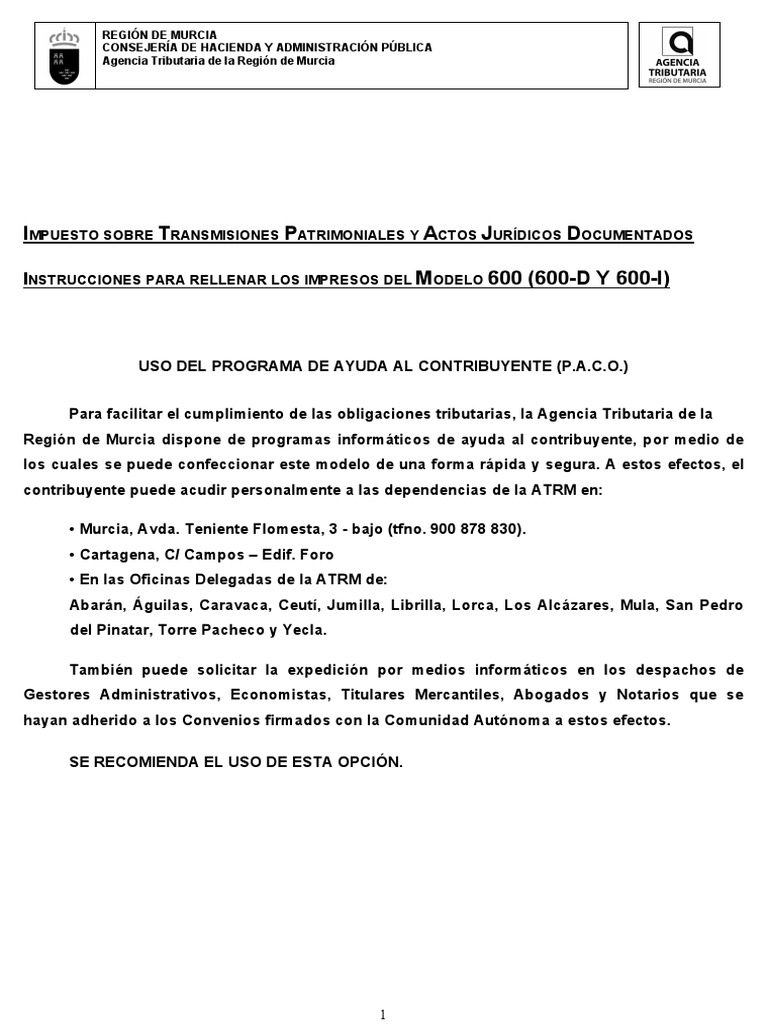 Instrucciones para Rellenar el Modelo 600 | PDF | Impuestos | Gobierno
