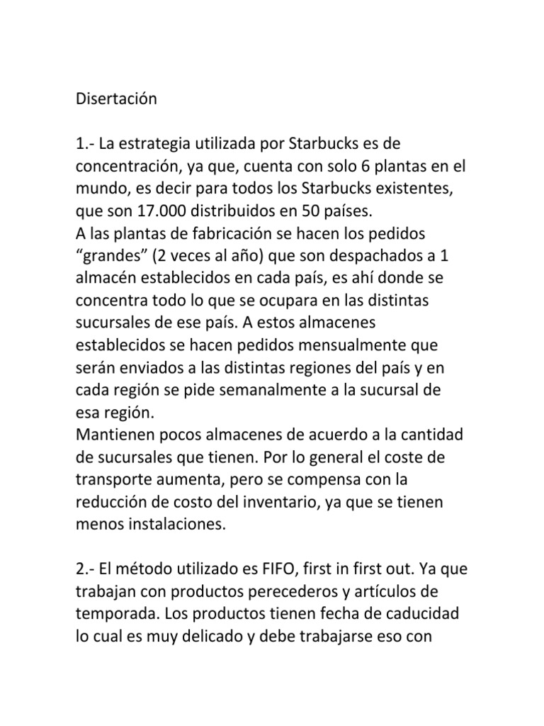 Inventario Starbucks | PDF | Starbucks | Inventario