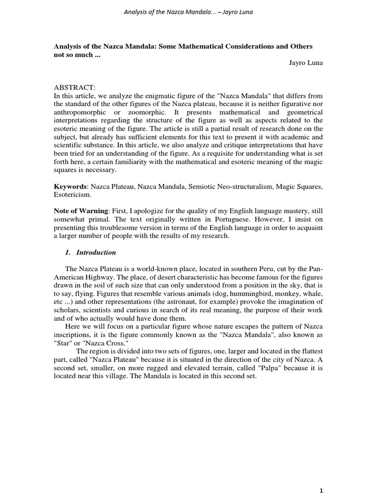 Analysis of The Nazca Mandala | PDF | Western Esotericism | Teaching ...