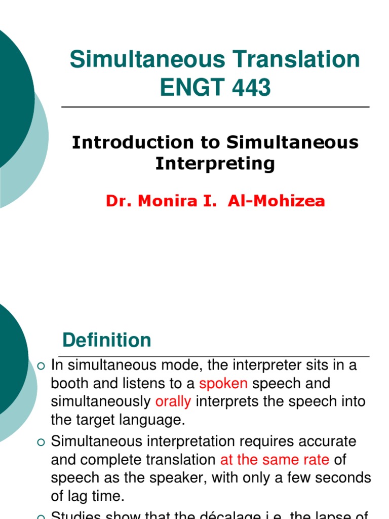 Introduction To Simultaneous Interpreting | PDF