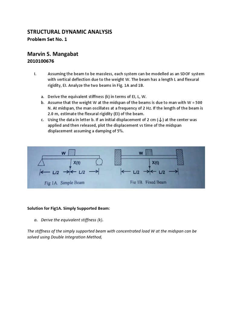 Dynamics Sample Problem | PDF | Stiffness | Beam (Structure)