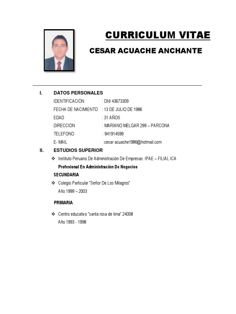 Curriculum Vitae Cesar | PDF | Perú | Economias