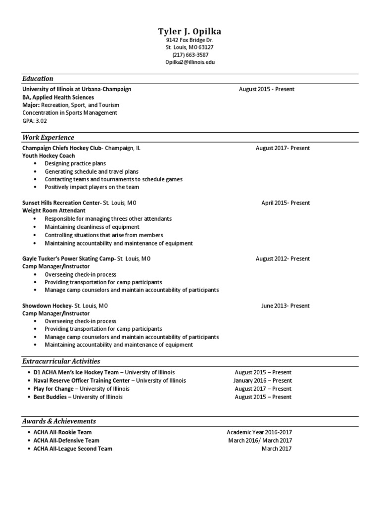 RST 410 Resume | PDF | Ice Hockey | Sports