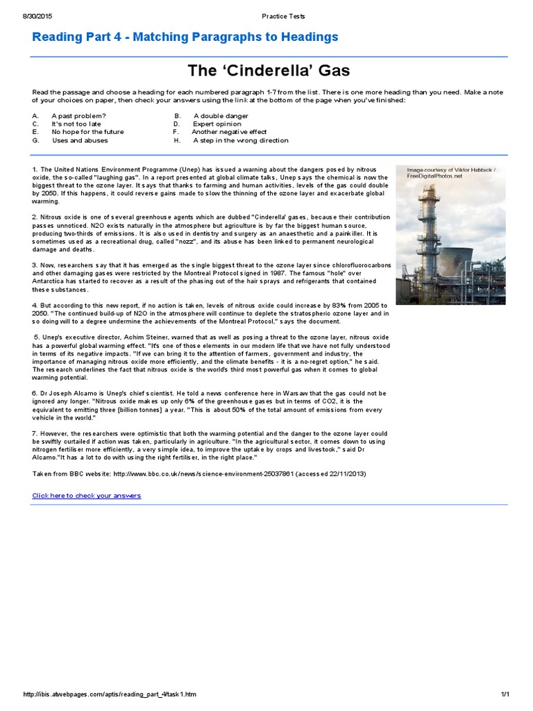 Aptis Reading Part 4 | PDF | Nitrous Oxide | Global Warming
