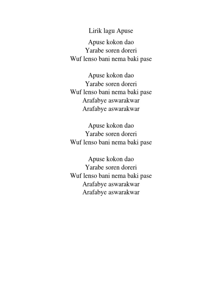 Lirik Lagu Apuse | PDF