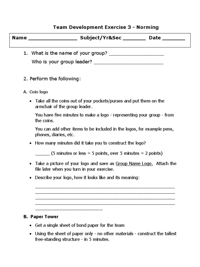 Team Development Exercise 3 and 4 | PDF | Tower