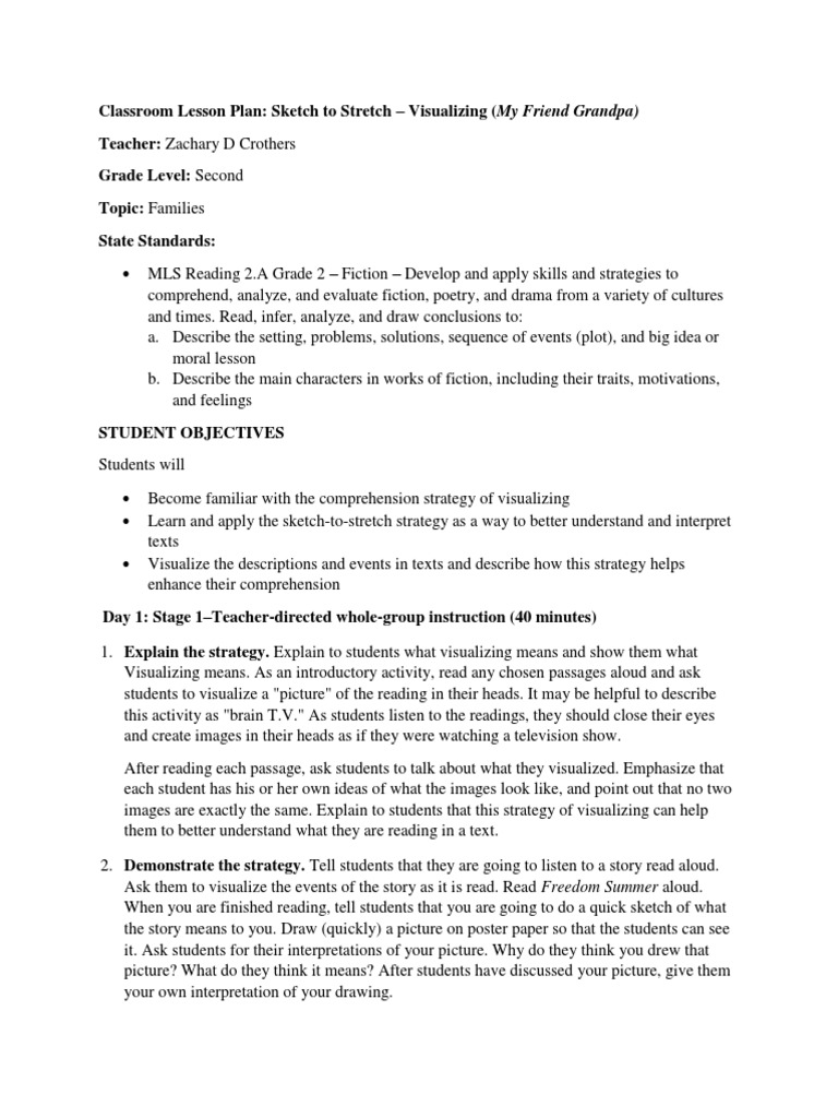 Crothers Sketch To Stretch Lesson | PDF | Reading Comprehension ...
