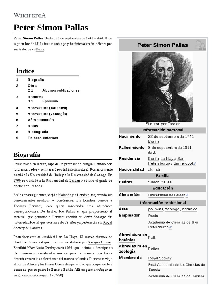Peter Simon Pallas | Descargar gratis PDF | Personas | Science